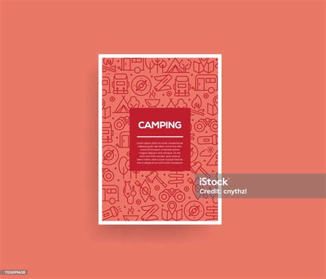 트렌디한 선형 스타일캠핑에 대 한 디자인 서식 파일의 요소 벡터 세트 선형 아이콘으로 원활한 패턴 관련 캠핑벡터 일러스트레이션에 대한 스톡 벡터 아트 및 기타 이미지