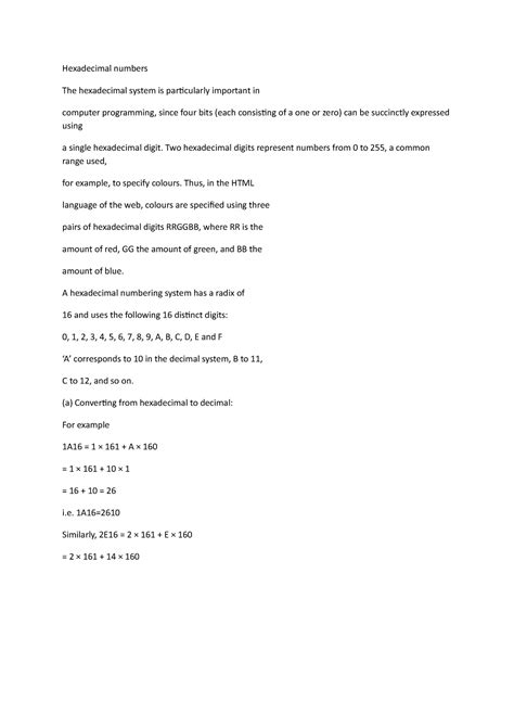 hexadecimal numbers two hexadecimal digits represent numbers from 0