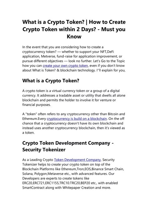 Ppt What Is A Crypto Token How To Create Crypto Token Within 2 Days Powerpoint
