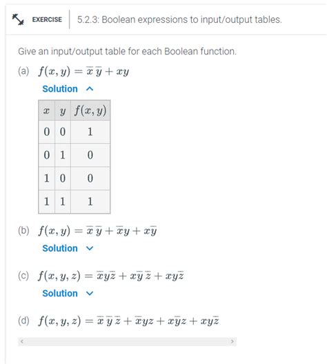 Solved 523 Boolean Expressions To Inputoutput Tables