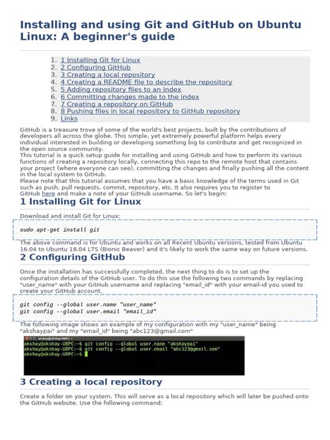 Installing And Using Git And Github On Ubuntu Linux Pdf Software Repository Computer File
