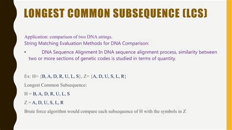 Longest Common Sub Sequence Lcs Ppt Free Download