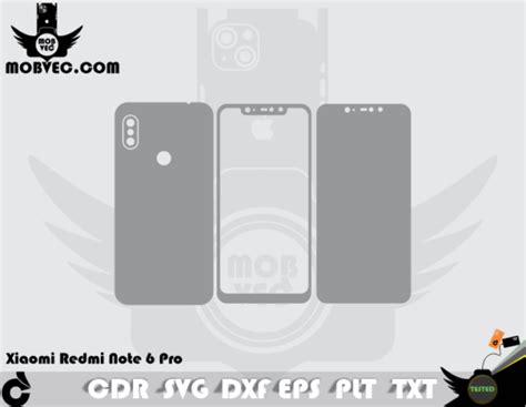 XIAOMI Redmi Note 6 Pro Skin Cut Template Vector VectorGi Digital Market