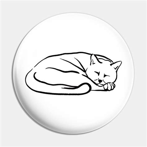 Line Drawing Of A Sleeping Cat Line Drawing Cat Pin Teepublic
