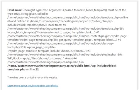 Fatal Error Uncaught Typeerror Argument 3 Passed To Locateblock