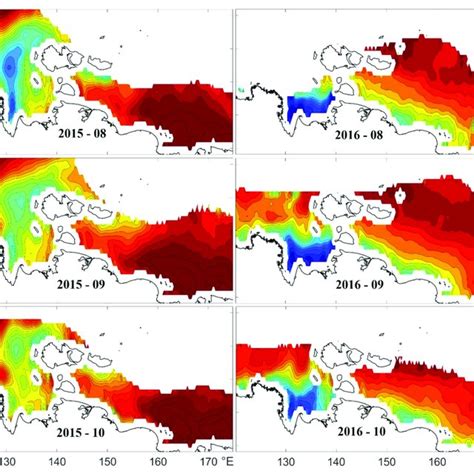 Monthly Averaged Smap Sea Surface Salinity Maps In August October Of