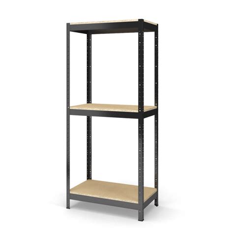 Стелаж металевий 90х80х50 см ЧОРНИЙ 3 полиці ДСП ХАРДІ для дому гаражу