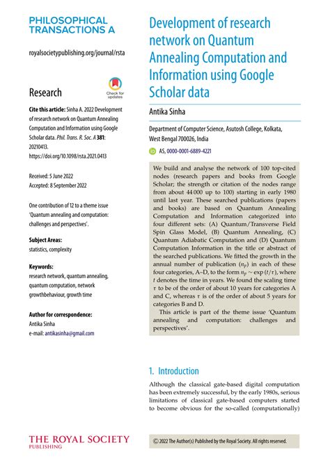 Development Of Research Network On Quantum Annealing Computation And
