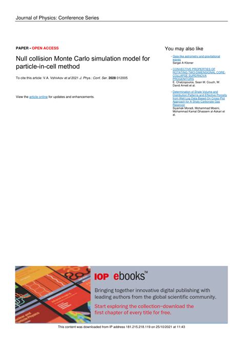Pdf Null Collision Monte Carlo Simulation Model For Particle In Cell