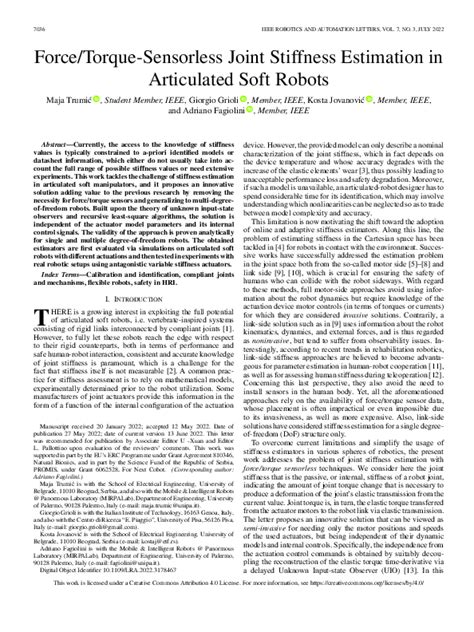Pdf Forcetorque Sensorless Joint Stiffness Estimation In Articulated