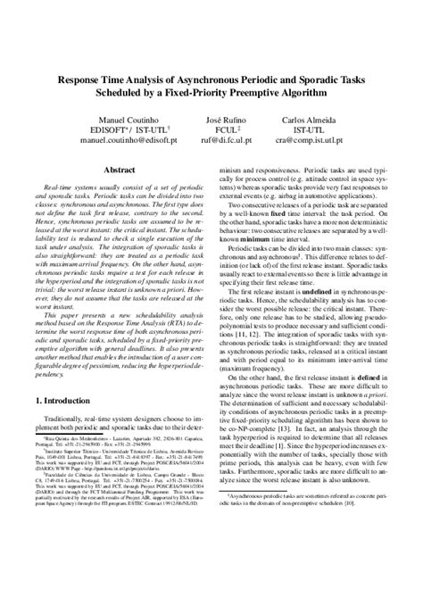 Pdf Response Time Analysis Of Asynchronous Periodic And Sporadic