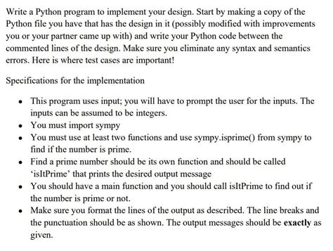 Solved Write A Python Program To Implement Your Design