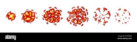 8 Bit Game Pixel Explosion Animation Retro Game Explosion Stock Vector
