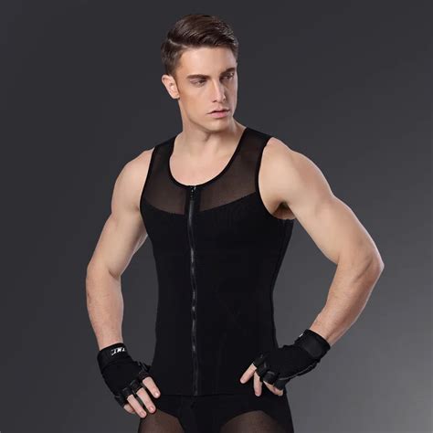 Mens Shapewear Slimming Girdle Belly Zipper Vest Male Body Underwear Shapers Waist Control