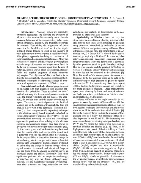 Ab Initio Approaches To The Physical Properties Of Planetary Ices Ab