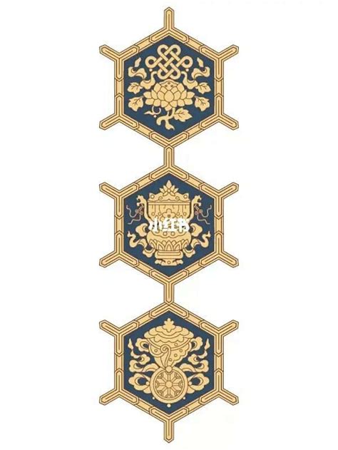 中国纹样之美龟背纹 龟背纹因与龟背的纹路相似而得名是一种常以骨架形式出现的六边形纹样龟在中国古代被视为长寿的象征龟甲是占卜吉凶的