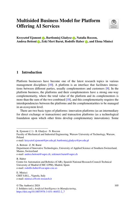 Pdf Multisided Business Model For Platform Offering Ai Services