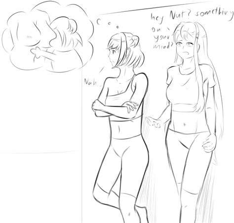 Rule 34 2girls Artlabafterdark Big Breasts Black And White Breasts Doki Doki Literature Club