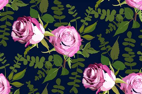 완벽 한 꽃 배경 패턴입니다 수채화 핑크 정원 장미는 손에 스타일을 그려 우아한 꽃과 잎 섬유 인쇄에 대 한 그림 포장지 웨딩 카드 벡터 개화기에 대한 스톡 벡터 아트 및