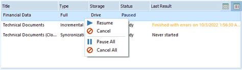 Managing A Backup Job Start Pause Cancel