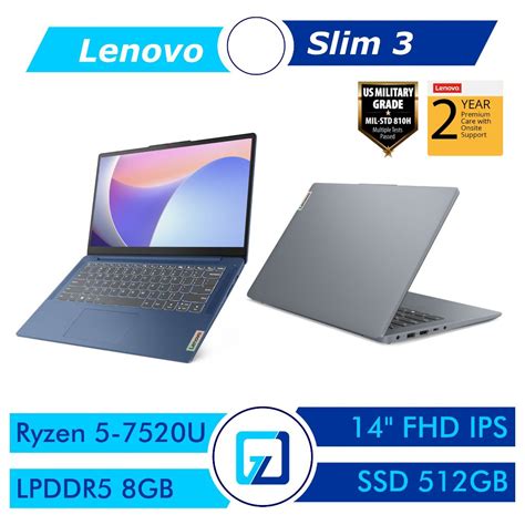Jual Lenovo IdeaPad Slim 3 14AMN8 Ryzen 5 7520U 8GB 512GB 14 FHD IPS Windows 11 OHS Shopee