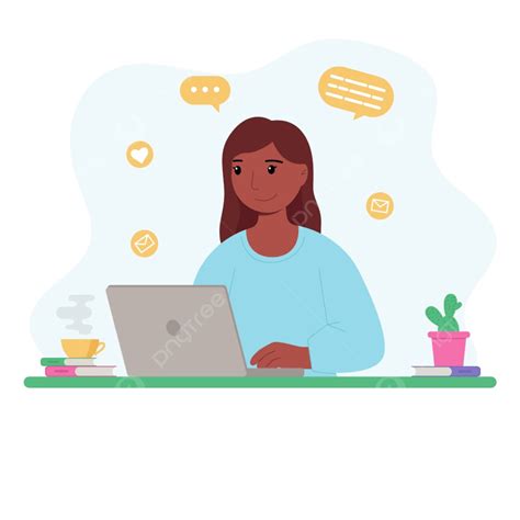 노트북 소녀 컴퓨터를 가진 여자 공부하는 집 장치 Png 일러스트 및 벡터 에 대한 무료 다운로드 Pngtree