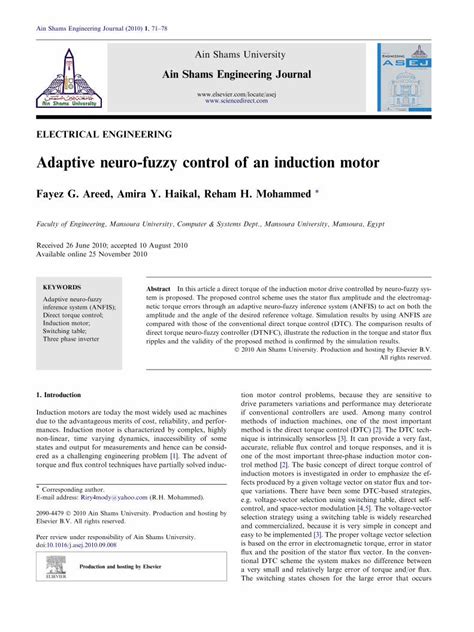 Pdf Adaptive Neuro Fuzzy Control Of An Induction Motor Dokumentips
