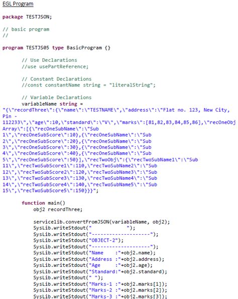 Recommendations And Considerations For The Support Of Json In Egl For