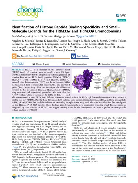 Pdf Identification Of Histone Peptide Binding Specificity And Small Molecule Ligands For The