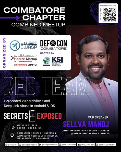 Sellva M On Linkedin Thank You To Owasp Coimbatore Meetup For The Incredible Opportunity To…