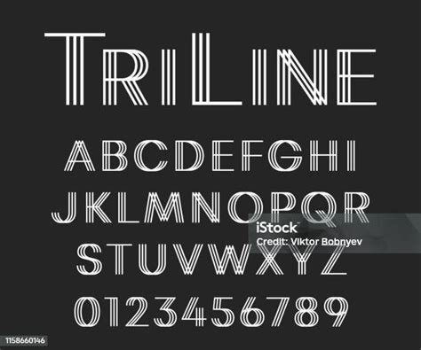 줄 글꼴 템플릿입니다 문자와 숫자 선형 현대 벡터 디자인 0명에 대한 스톡 벡터 아트 및 기타 이미지 0명 날씬한 단일 이미지 Istock