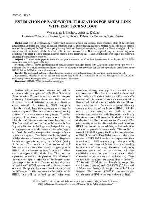 Pdf Bandwidth Utilization In Shdsl Efm Links