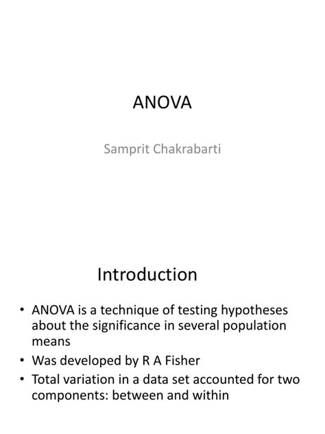 Anova Samprit Chakrabarti Pdf Analysis Of Variance Errors And Residuals
