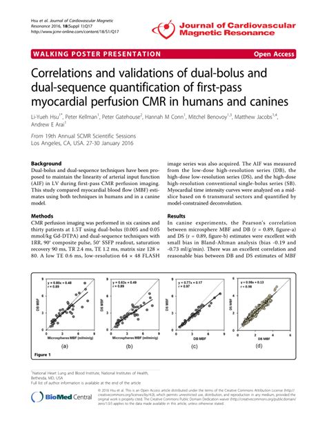 Pdf Correlations And Validations Of Dual Bolus And Dual Sequence Quantification Of First Pass