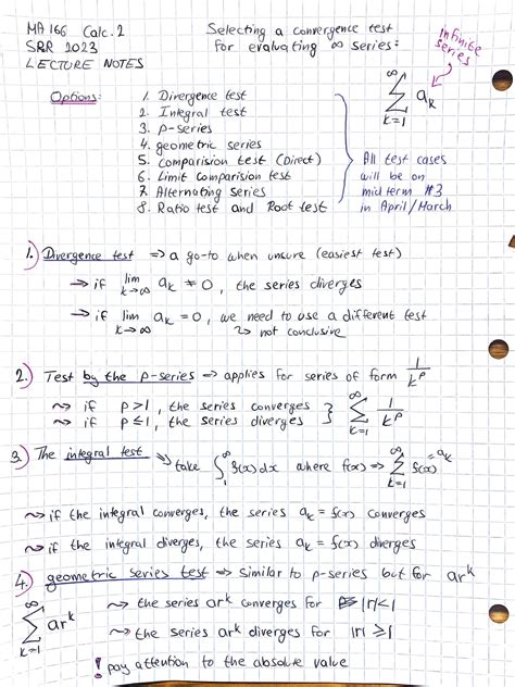 MA SPR Infinite Series Lecture Notes MA Studocu