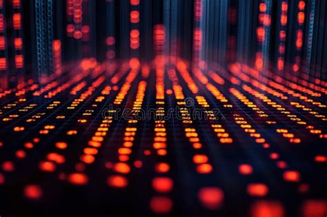 Digital Data Visualization With Glowing Red Dots And Lines Stock Image