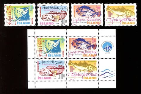 Почтовый блок и марки. Рыбы 1998 г. Исландия (М36)