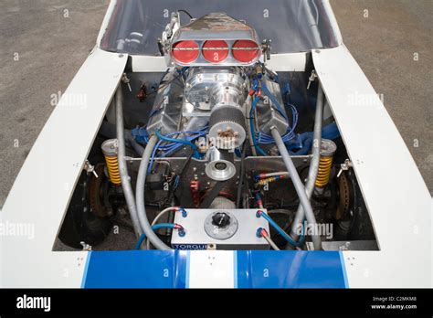 Large Capacity And Supercharged V Engine In A Drag Racing Car Stock Photo Alamy