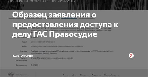 Образец заявления о предоставления доступа к делу ГАС Правосудие Юрист Геленджик Дзен