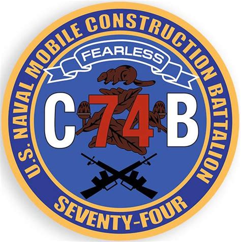 Round Us Naval Mobile Construction Battalion Seventy Four Sticker