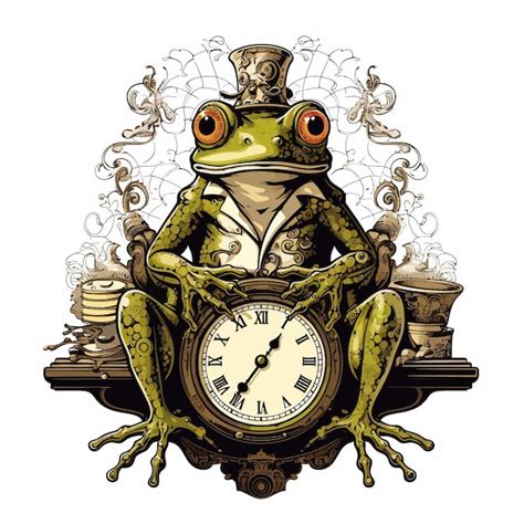 Vectorillustrationoffrogsittingonclock Premium Ai Generated Vector