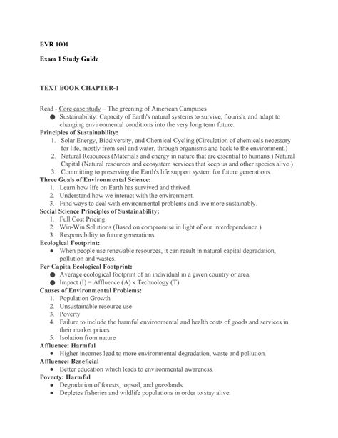 Evr Studyguide Notes EVR 1001 Exam 1 Study Guide TEXT BOOK CHAPTER