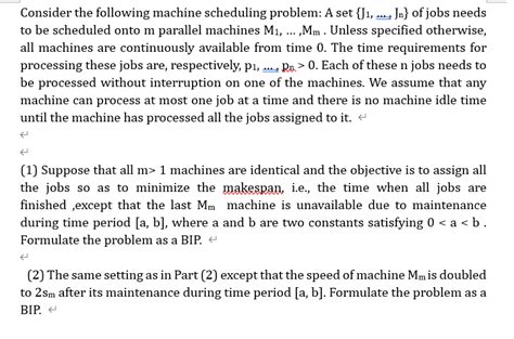 Consider The Following Machine Scheduling Problem A Chegg