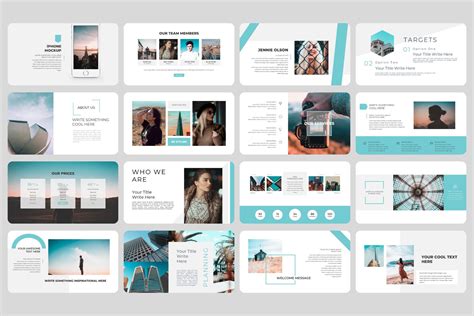 Cyan Powerpoint Template Presentation Creative Market