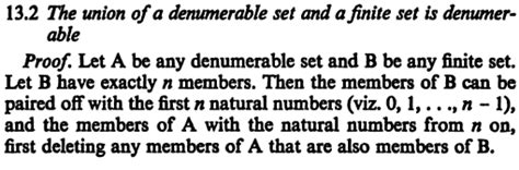 Proof Writing Prove Using Pmi That If A Is Denumerable And B Is Finite Then A Cup B Is