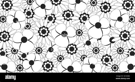 Dense Hand Drawn Floral Pattern In Lo Fi Aesthetic Line Illustration Backdrop Stock Vector Image