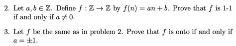 Solved 2 Let A B E Z Define F Z → Z By Fn An B