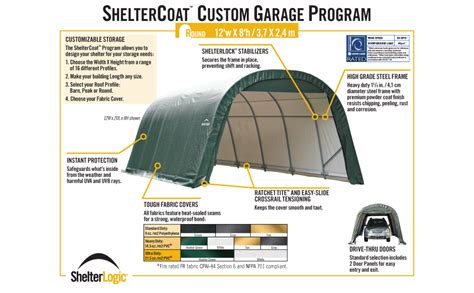 Shelterlogic 71332 Sheltercoat Round Garage Grey 12 X 20 X 8 Ft