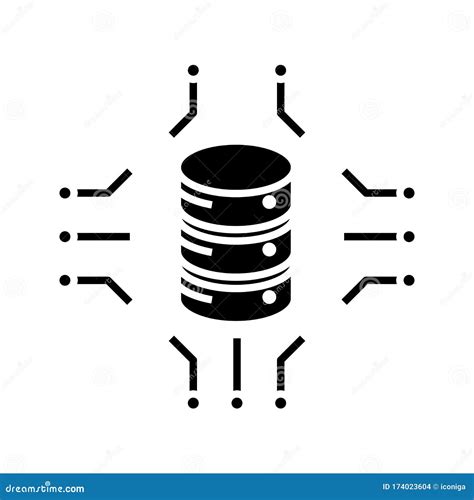 Data Implementation Black Icon Concept Illustration Vector Flat