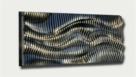 Gold Black Parametric Wall Panel Wavy Wall Art Of Wooden Slats Wooden
